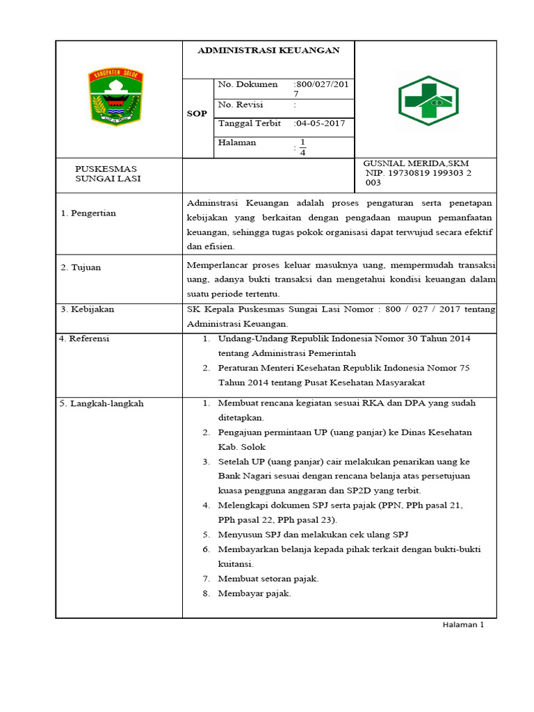 SOP ADM KEU 2023 Edit | PDF