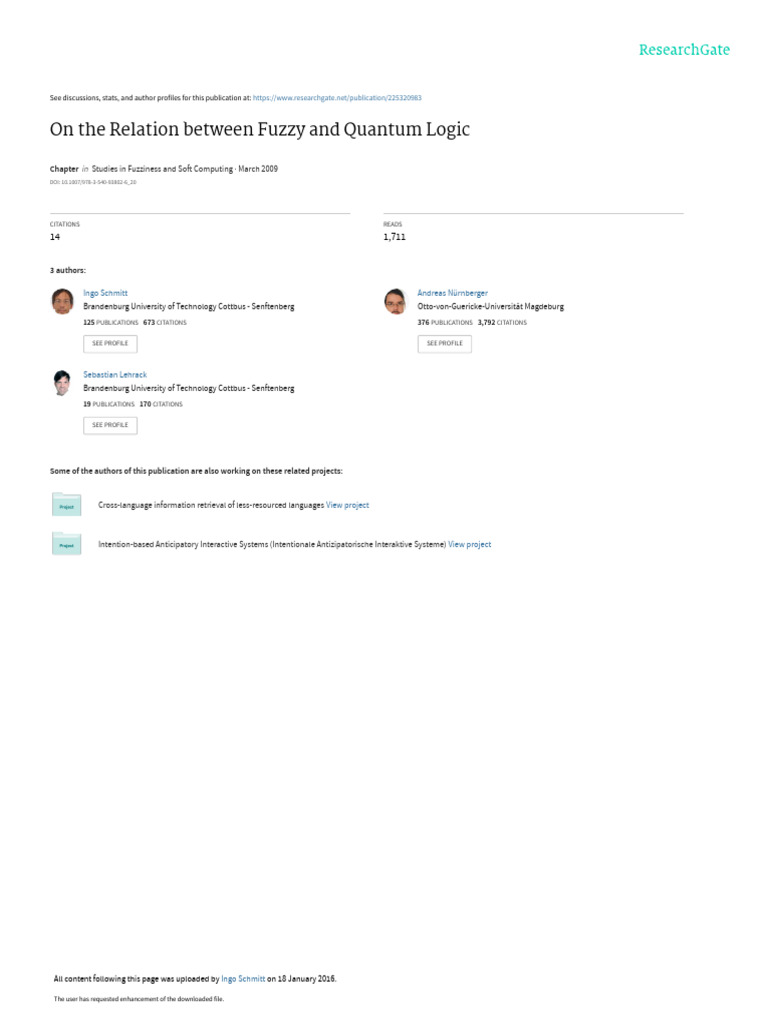 Fuzzy and Quantum Logic | PDF | Vector Space | Fuzzy Logic
