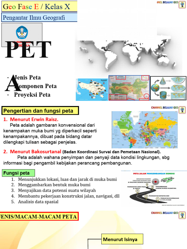 Peta (Jenis, Komponen Dan Proyeksi Peta) .Pps | PDF