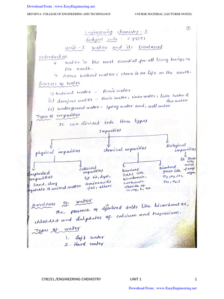 Engineering Chemistry Notes | PDF | Chemistry | Physical Sciences