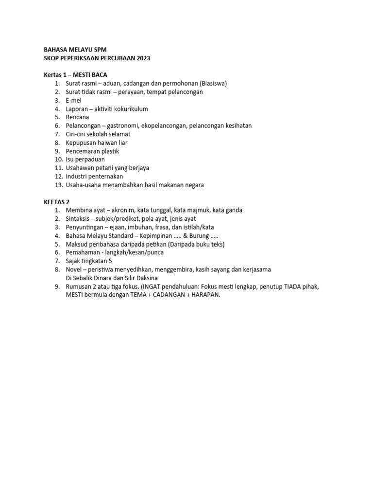 Skop SPM PP 2023 | PDF