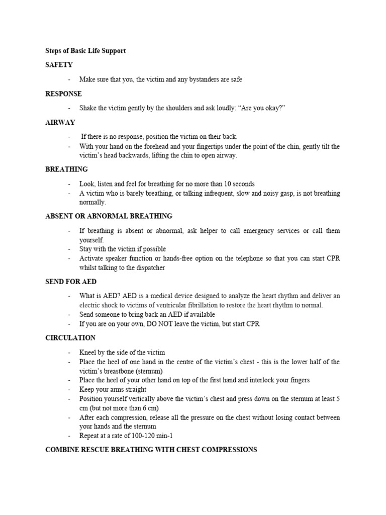 Basic Life Support | PDF | Cardiopulmonary Resuscitation | First Aid