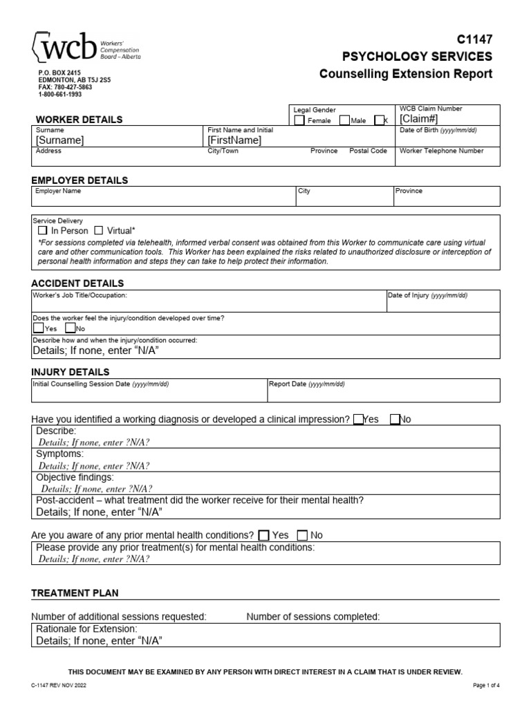 (Claim#) (Surname) (Firstname) : C1147 Psychology Services Counselling ...