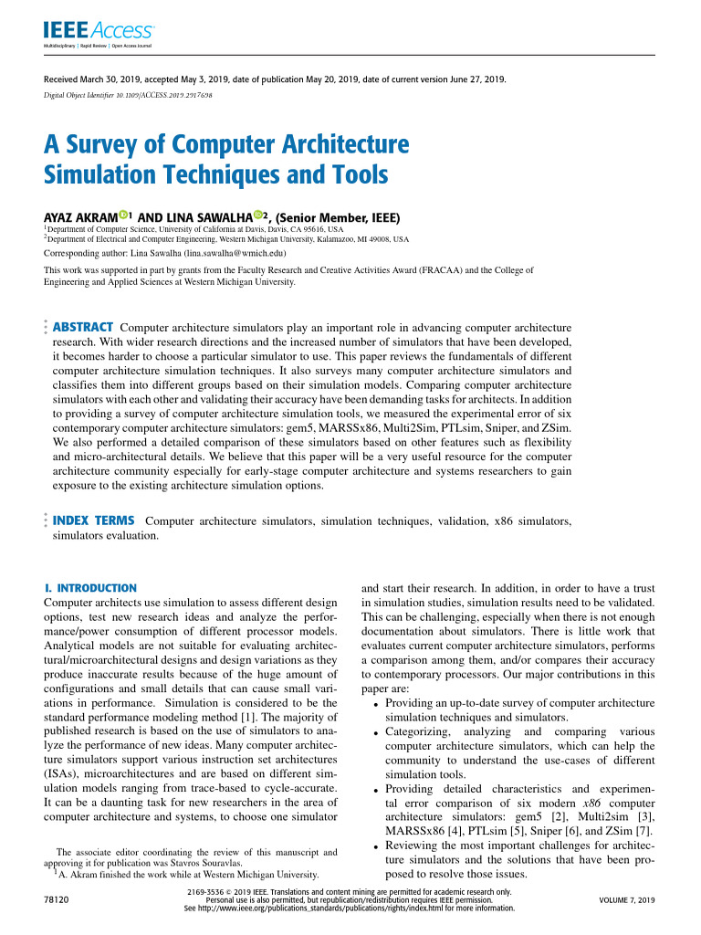 A Survey Of Computer Architecture Simulation Techniques And Tools Pdf