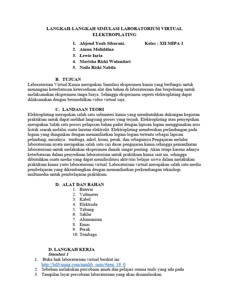 Simulasi Elektroplating di Laboratorium Virtual | PDF