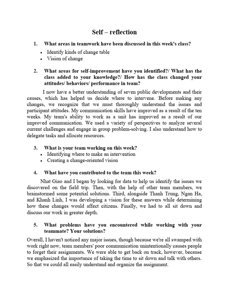 Self Reflection | PDF