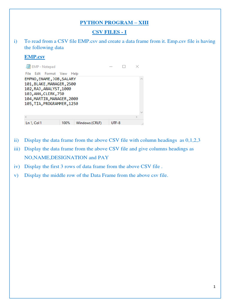 Class Xii Info Practical Pgms-13 & 14 | PDF | Comma Separated Values | Application Software