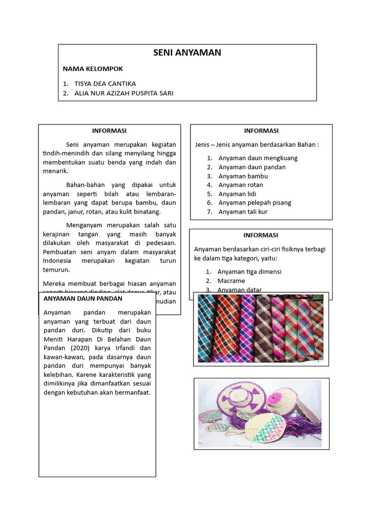 Jenis-jenis Anyaman dan Ciri-cirinya | PDF