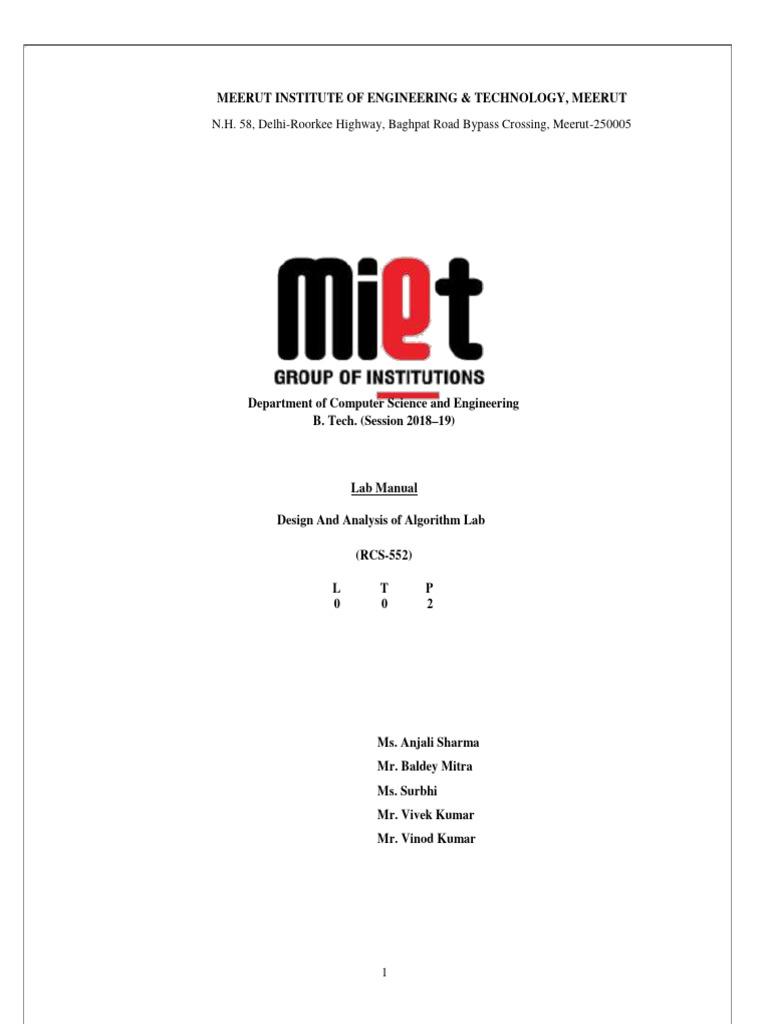 Daa Lab Manaul | PDF | Mathematical Logic | Mathematics Daa Lab Manaul | PDF | Mathematical Logic | Mathematics