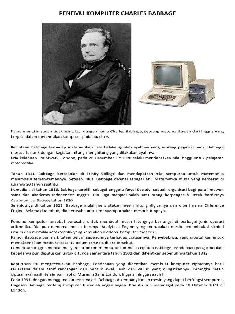 Biografi Charles Babbage, Bapak Komputer | PDF
