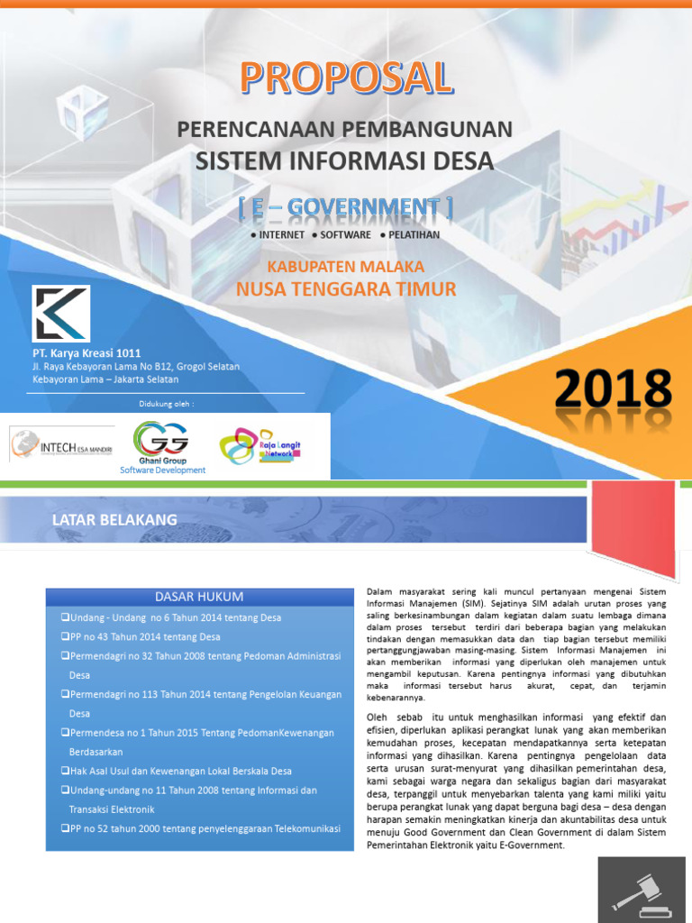 Proposal Perencanaan Pembangunan SID - MALAKA 2018 (Landscape) | PDF | Komputer | Teknologi ...