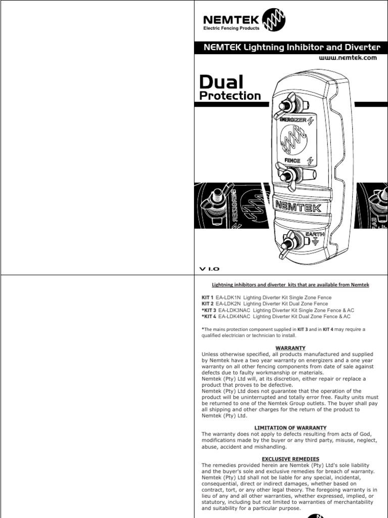 Nemtek Installer-Lightning-inhibitor-and-diverter | PDF | High Voltage | Electricity