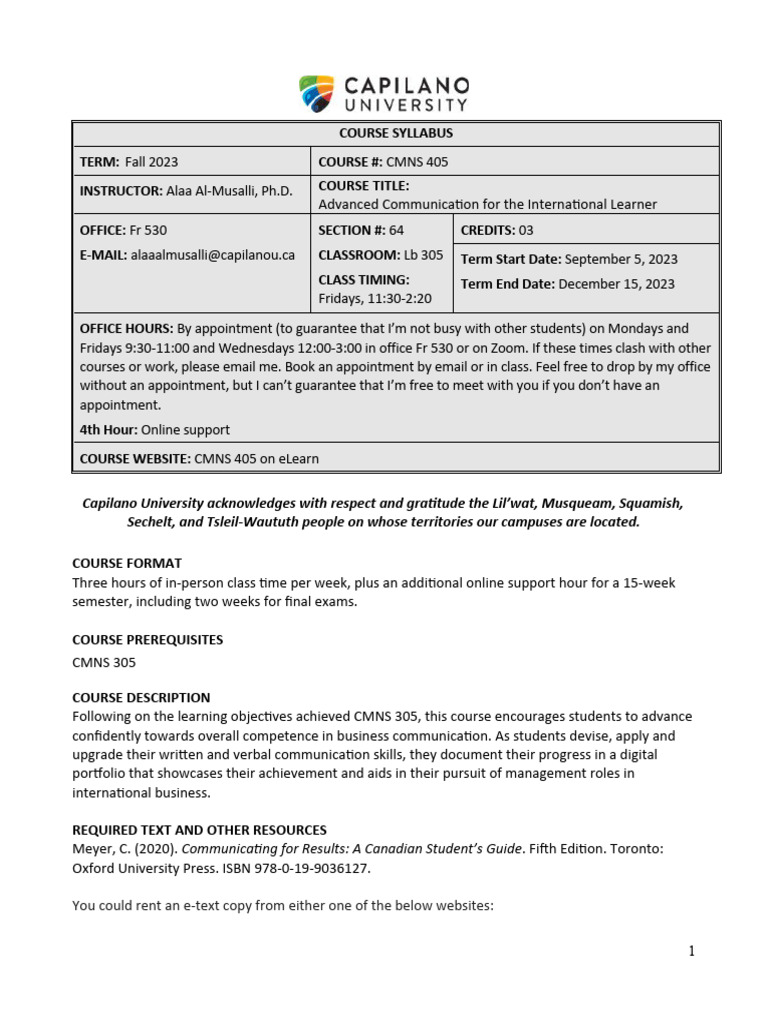 202330CMNS405 64 Al Musalli | PDF | Apa Style | Academic Dishonesty