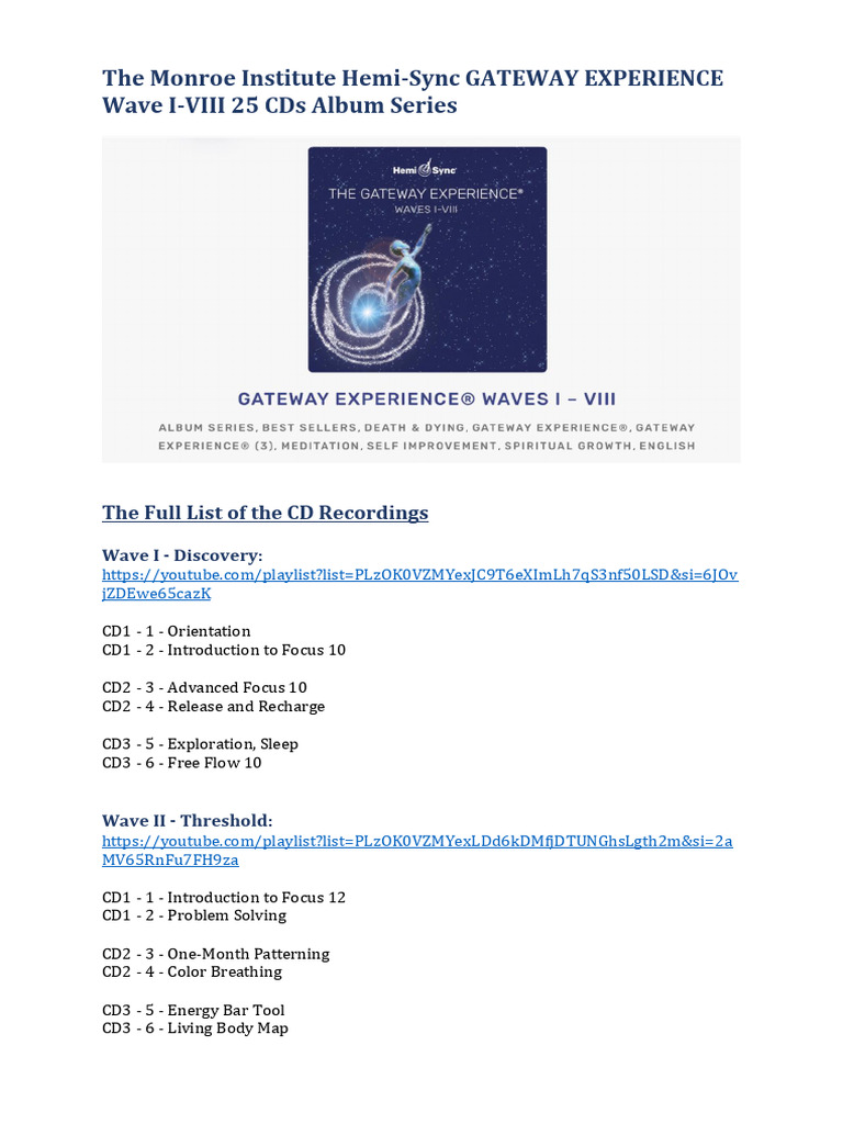The GATEWAY EXPERIENCE Full CD List | PDF