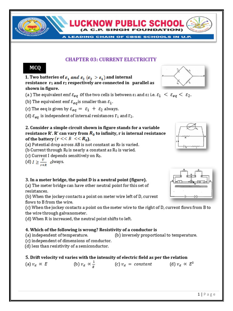 Chapter 03 PP Xii Physics | PDF | Electrical Resistivity And Conductivity | Electrical ...