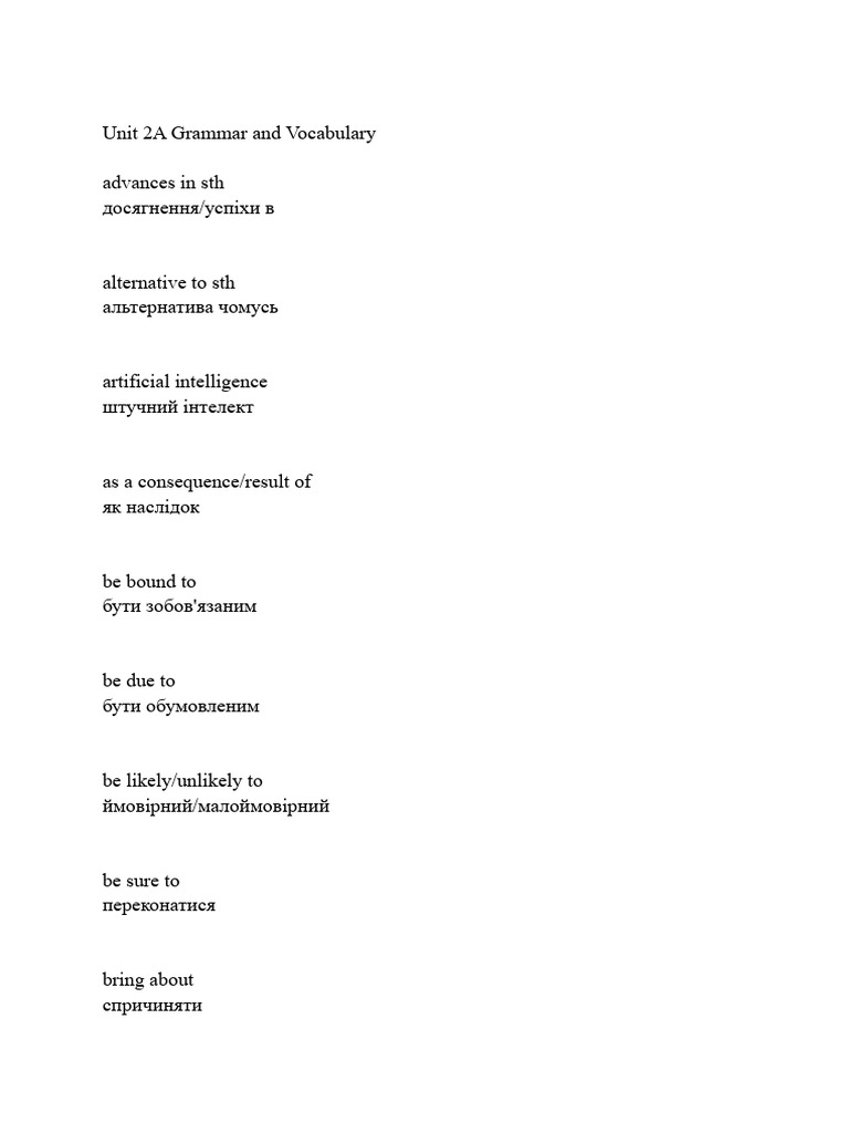 Unit 2 Word List | PDF