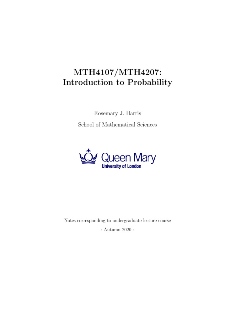 Introduction To Probability QMUL | PDF | Set (Mathematics) | Probability Distribution