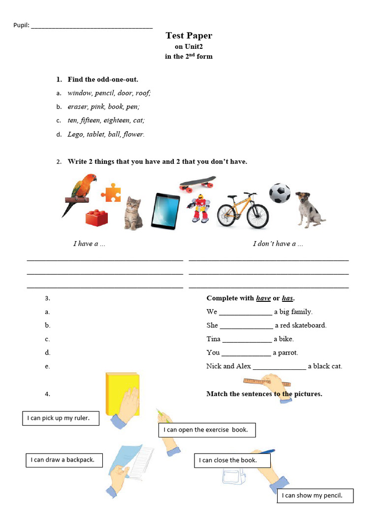 2nd Form Unit 2 Test Paper | PDF | Teaching Methods & Materials | Art