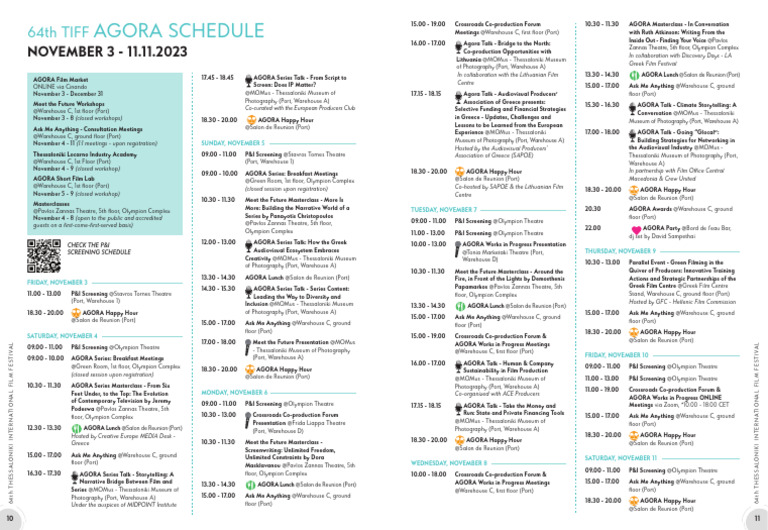 Tiff64 Agora Schedule | PDF