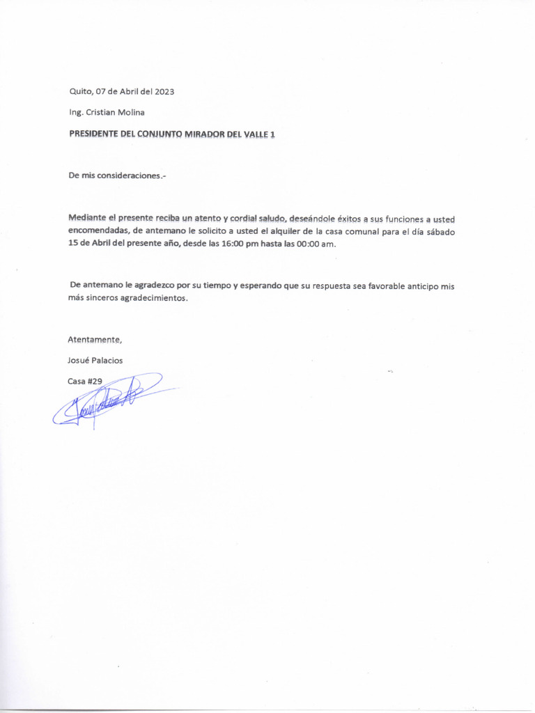 Solicitud Casa Comunal | PDF