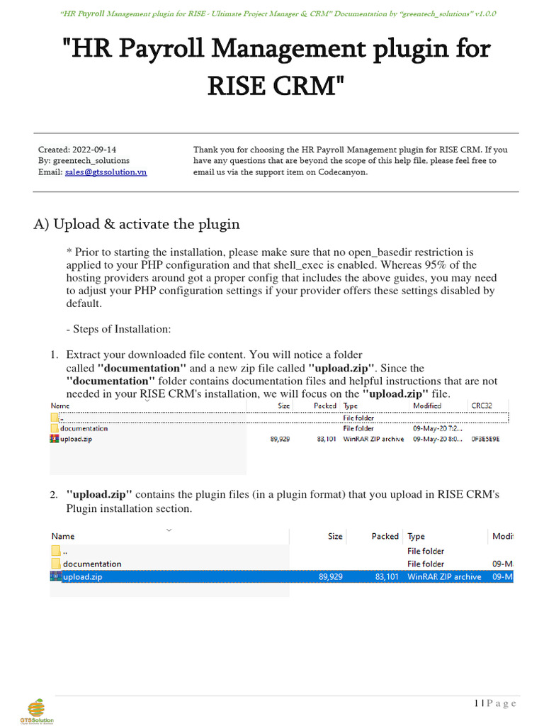 GTSSolution - HR Payroll Management For RISE CRM | PDF | Finance & Money Management