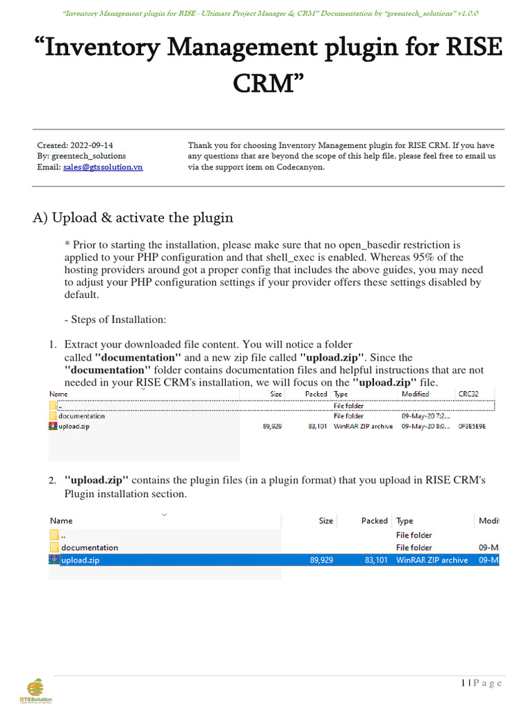 GTSSolution - Inventory Management For RISE CRM | PDF | Receipt | Warehouse