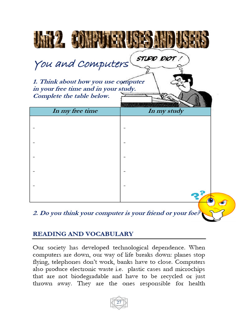 Unit 2 - Computer Uses and Users - 2023 | PDF | Verb | Subject (Grammar)