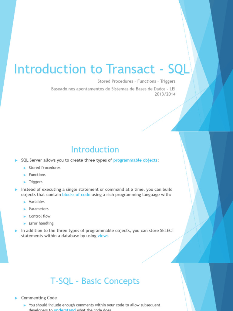 Introduction To Transact - SQL | PDF Introduction To Transact - SQL | PDF