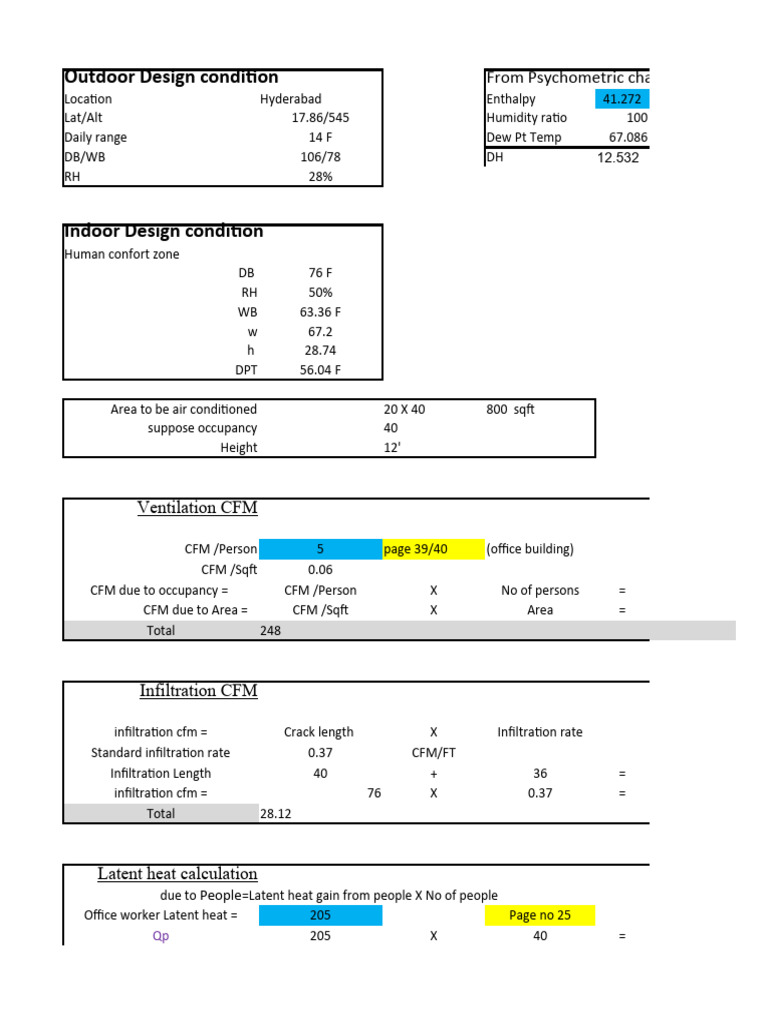 Heat Load New Hyderabad | PDF | Ventilation (Architecture ...