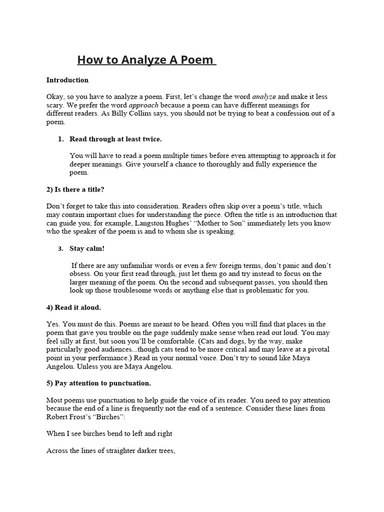 How To Analyze A Poem | Download Free PDF | Punctuation | Poetry