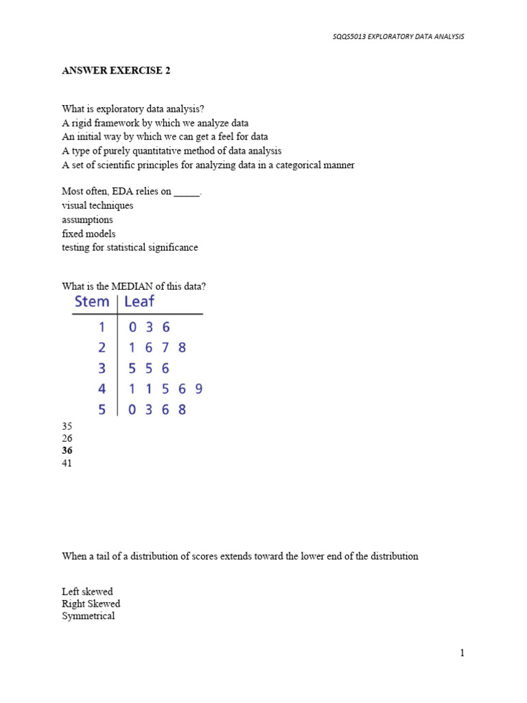Answer Exercise 2 | PDF | Data Analysis | Mean