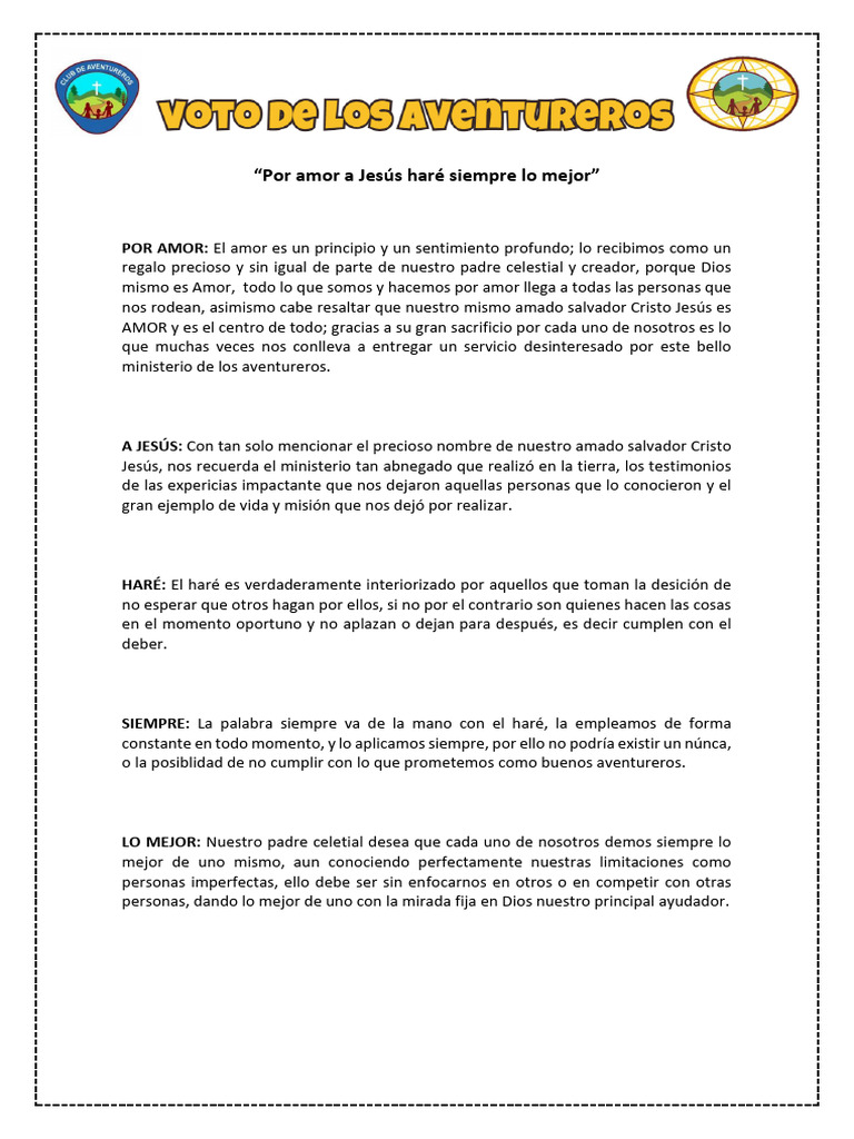Voto de Los Aventureros - Sandra Pinzón | PDF | Amor | Cristo (título)