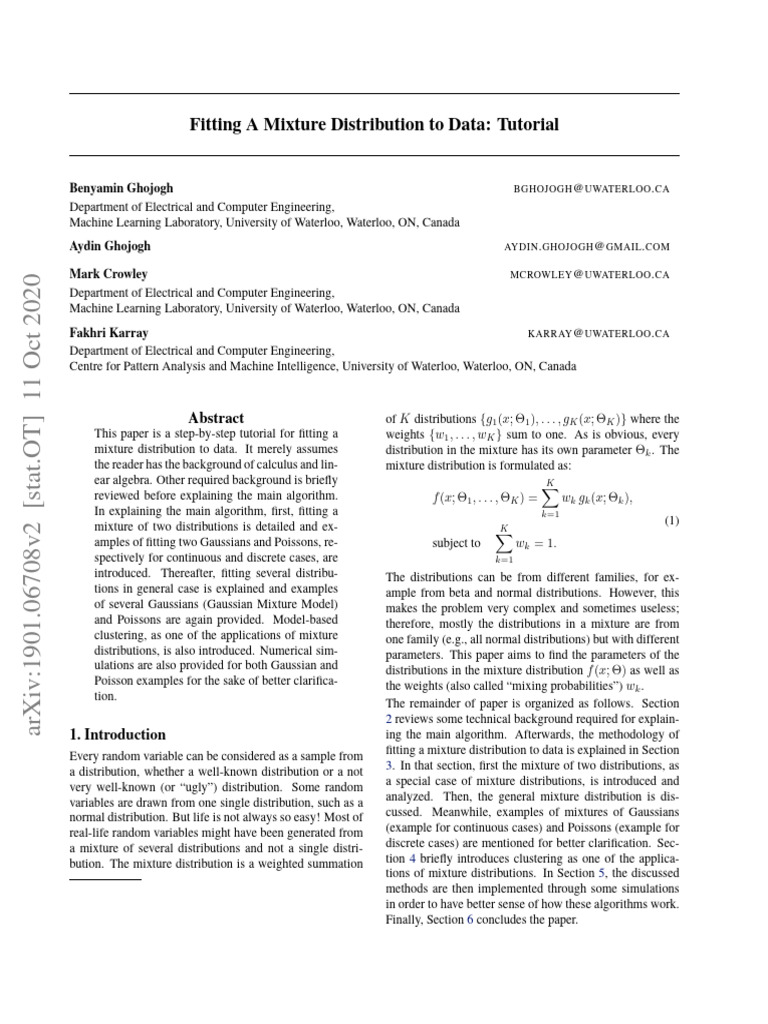 Fitting A Mixture Distribution To Data | Download Free PDF | Probability Distribution ...