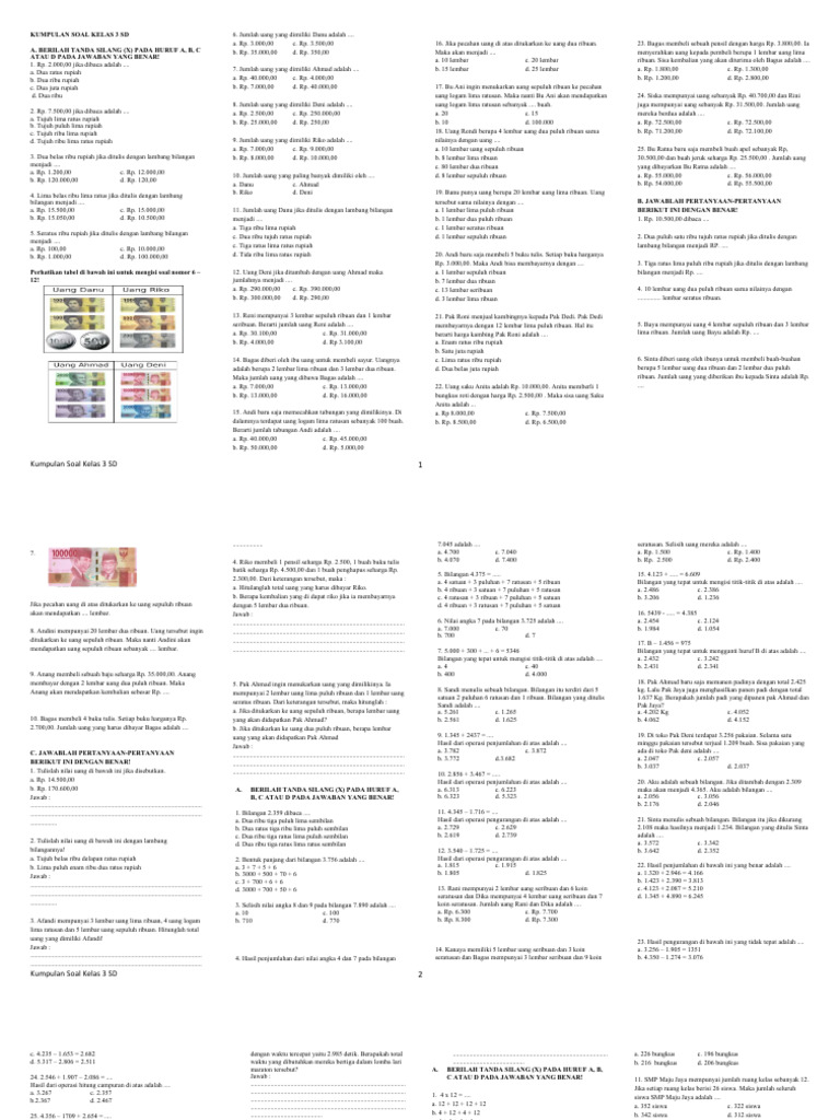 Kumpulan Soal Matematika Kelas 3 SD 1 | PDF