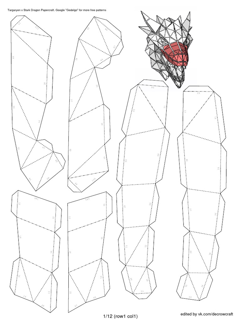 Targaryen-Stark Dragon Papercraft Template | PDF