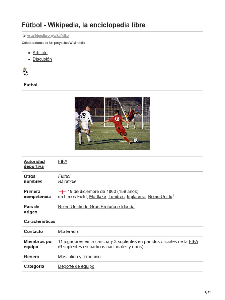 Fútbol - Wikipedia La Enciclopedia Libre 3 | PDF
