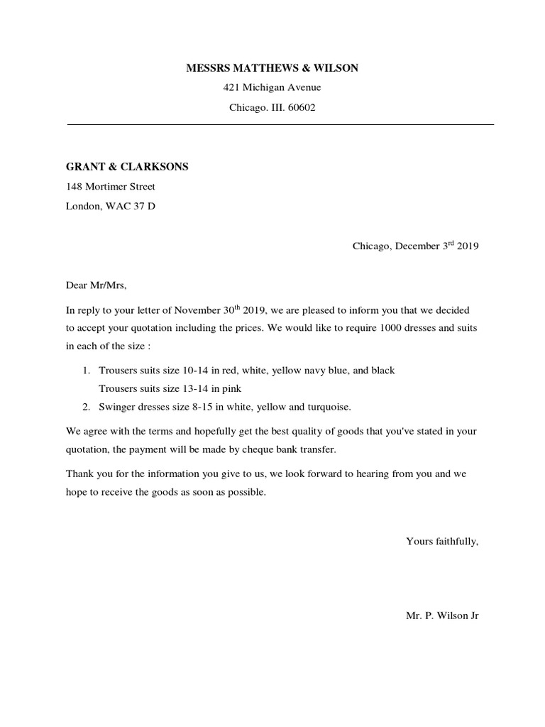 Quotation Letter Reply | PDF