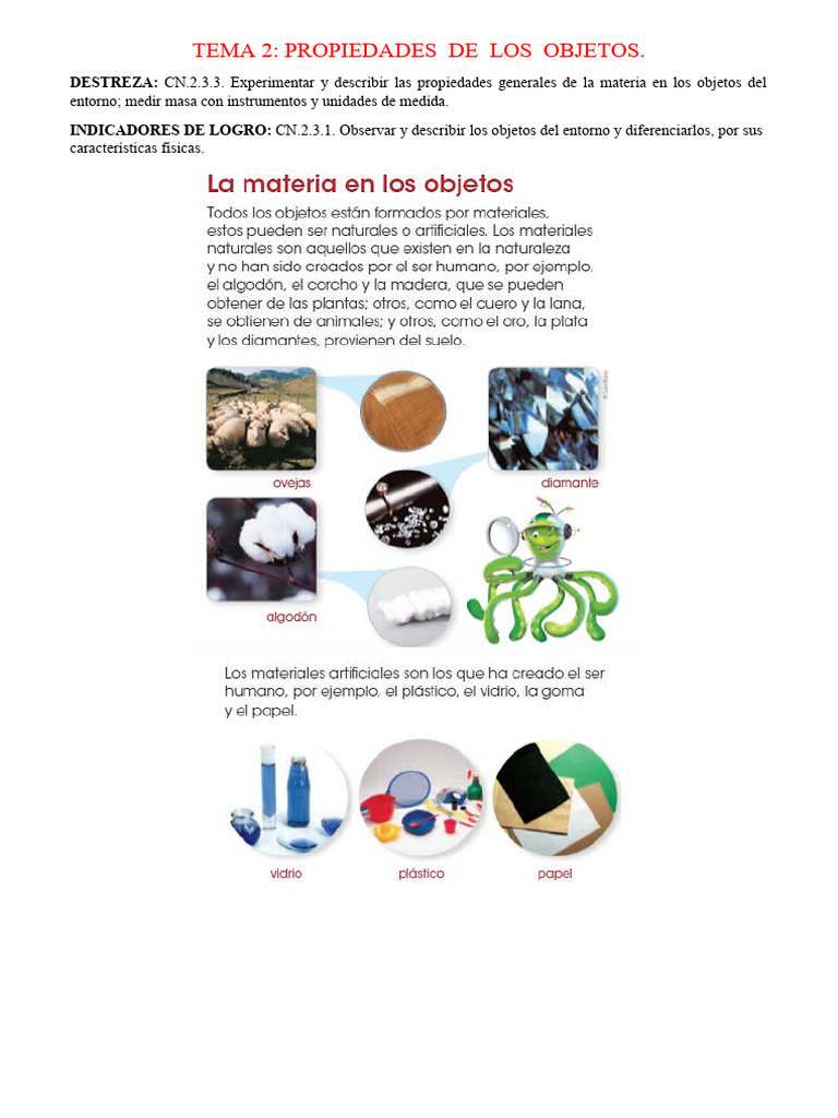Ficha de CCNN - Las Propiedades de Los Objetos - 26 - 10 | PDF ...