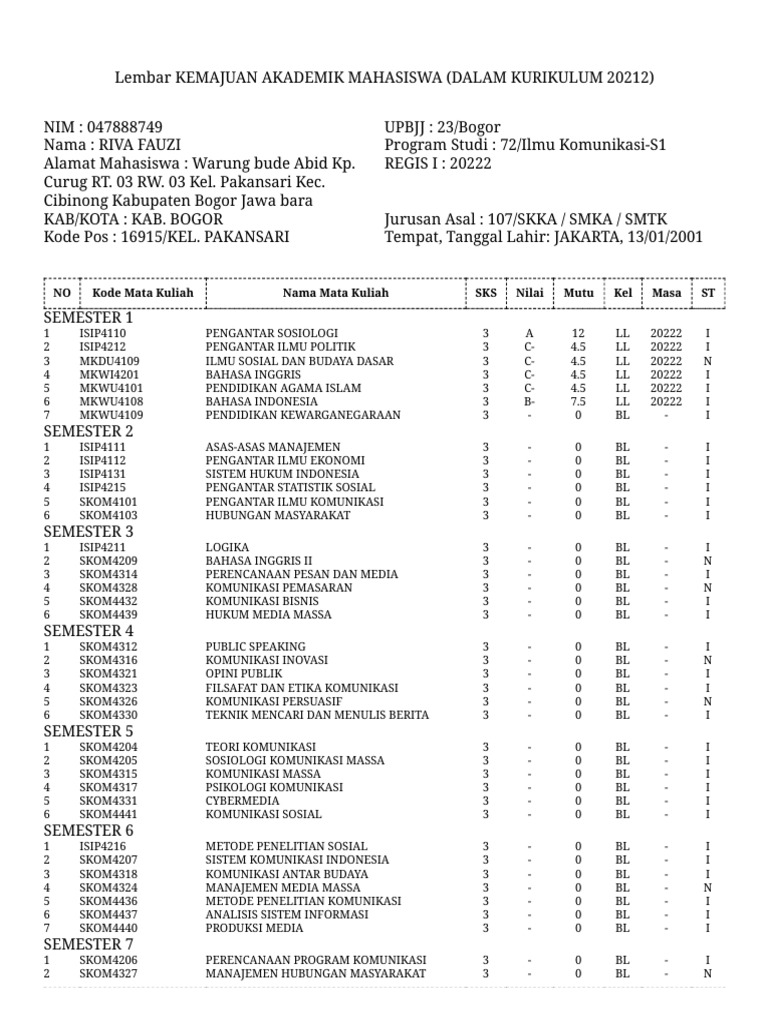 Print Nilai Ut | PDF | Ilmu Sosial