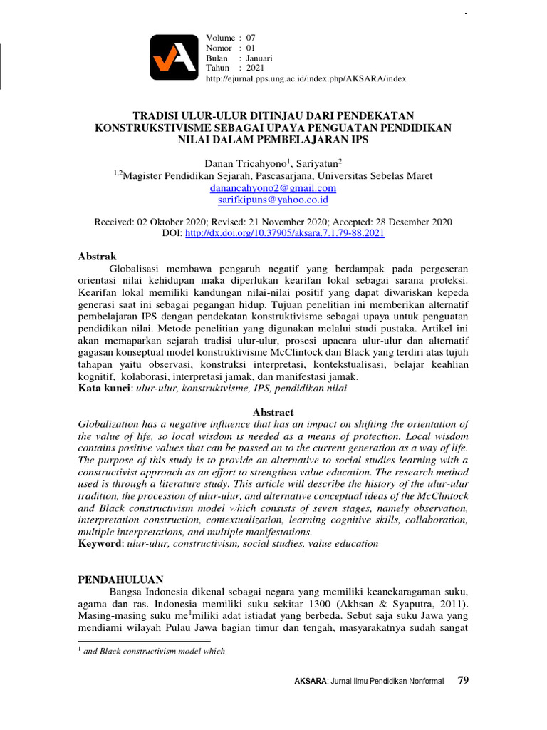 Tradisi Ulur-Ulur Ditinjau Dari Pendekatan Konstru | PDF