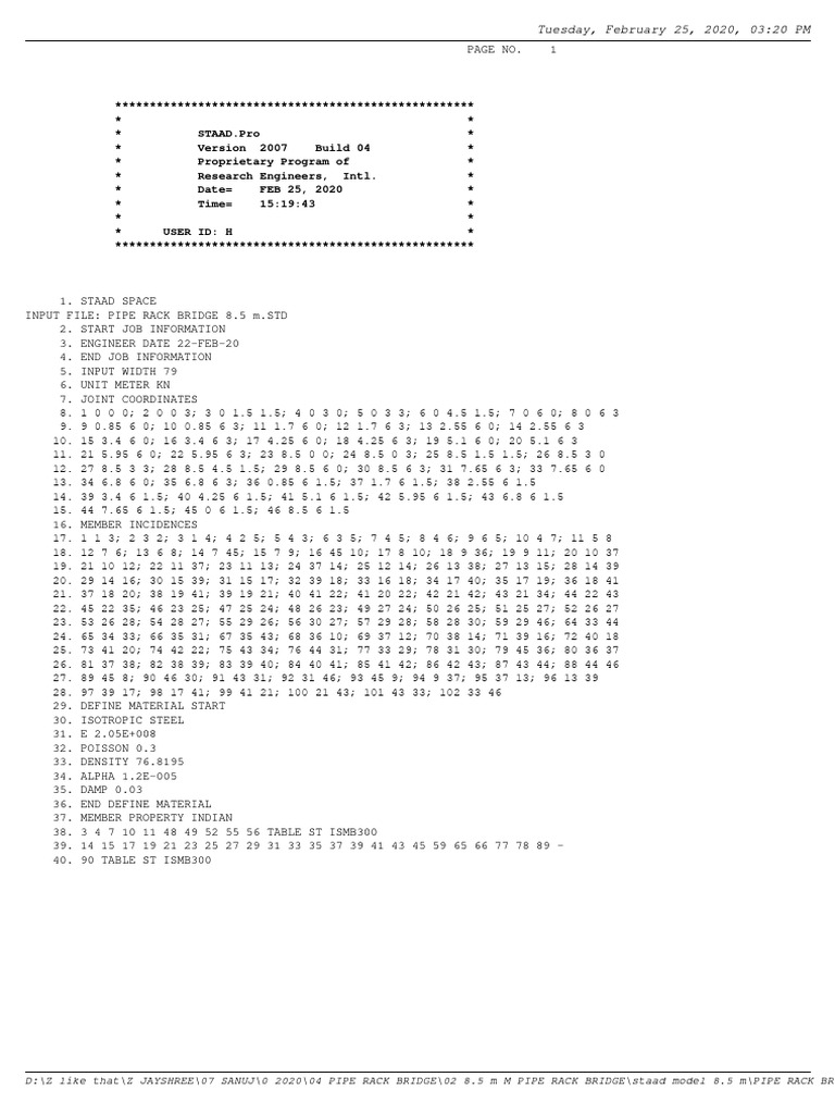 Design of Pipe Rack Bridge 8.5 M | PDF | Computing