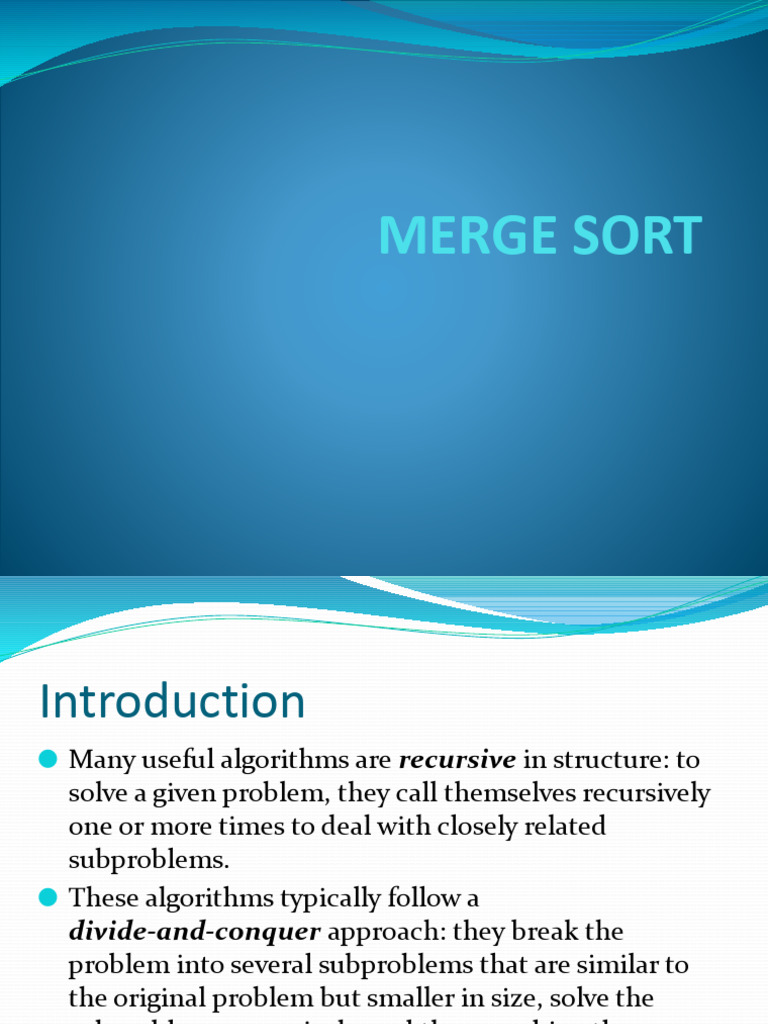Lecture 5-Merge Sort | PDF | Algorithms | Computing Lecture 5-Merge Sort | PDF | Algorithms | Computing