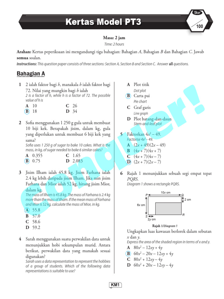 Kertas Model PT3 - Answer | PDF