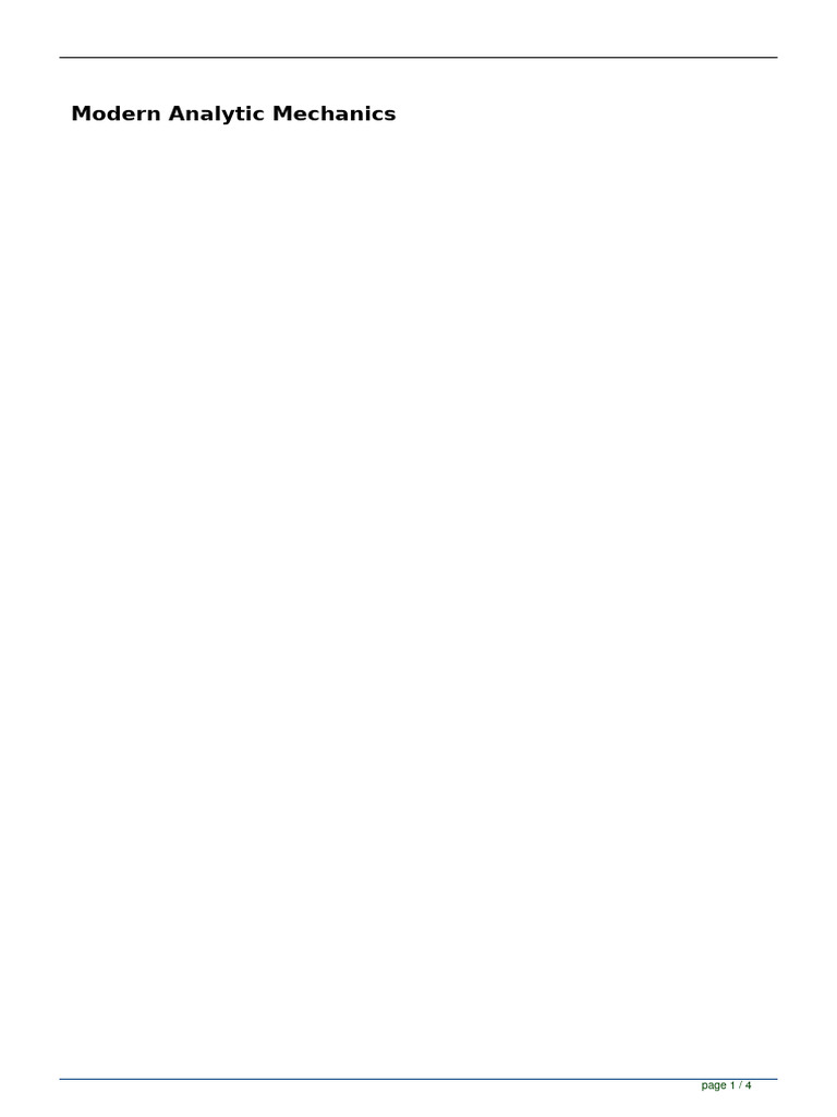 Modern Analytic Mechanics | PDF | Mechanics | Celestial Mechanics