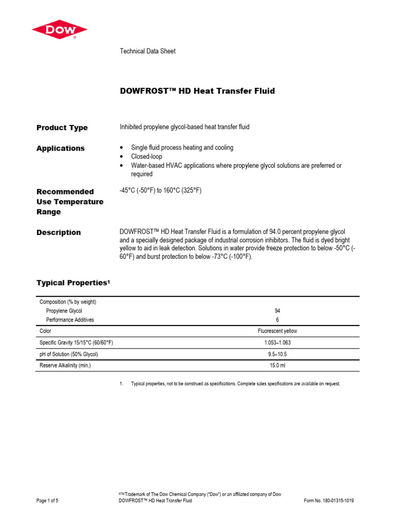 180 01315 01 Dowfrost HD Tds | PDF