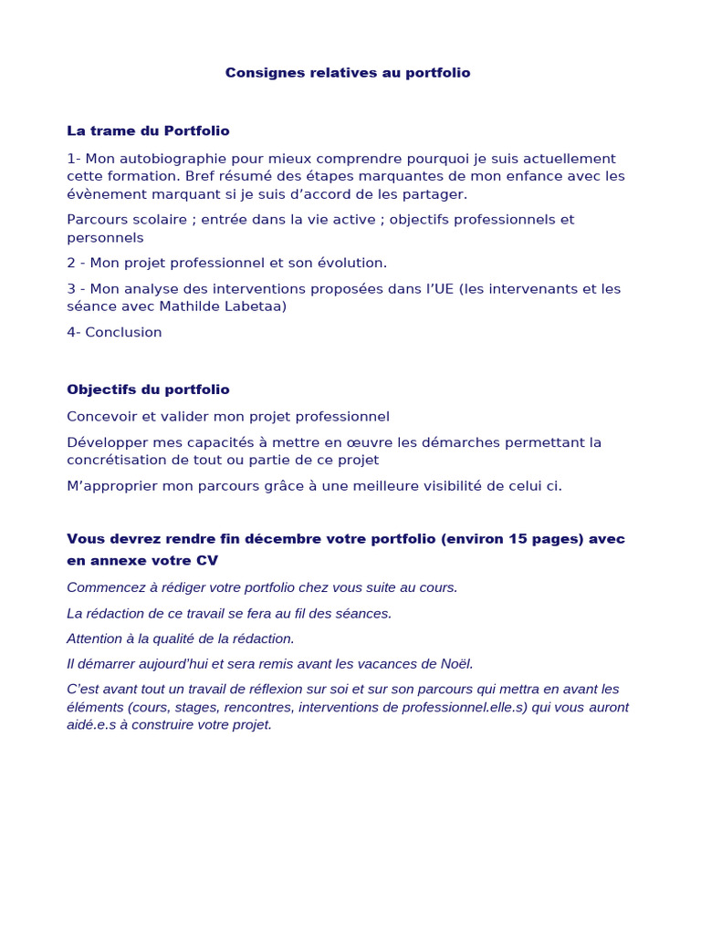 Guide de création d'un portfolio professionnel | PDF | Évolution de ...