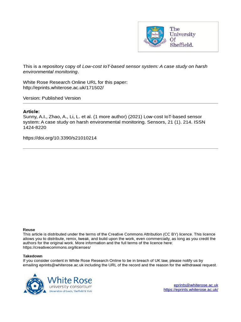 Low-Cost IoT-Based Sensor System A Case Study On Harsh Environmental ... Low-Cost IoT-Based Sensor System A Case Study On Harsh Environmental ...
