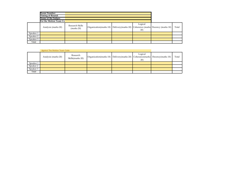 Debate Competition Marking Scheme | PDF