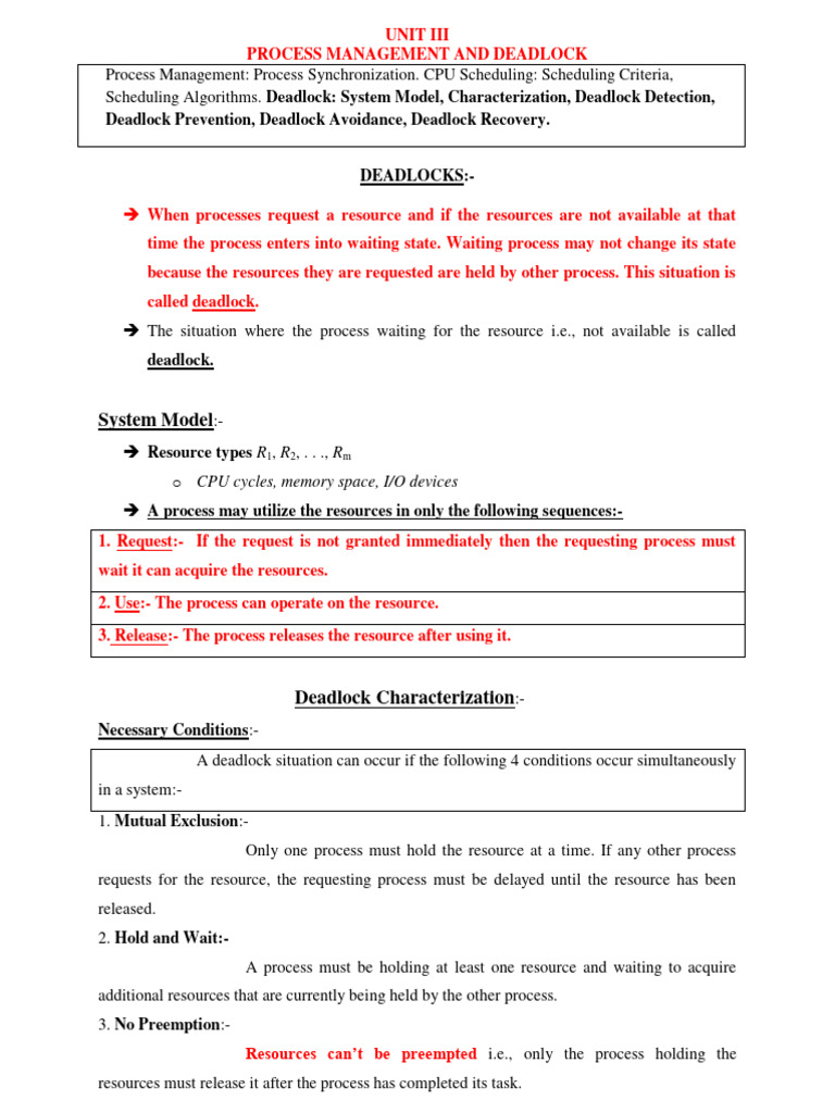 Unit 3 Os Deadlock Pdf Process Computing Computer Programming