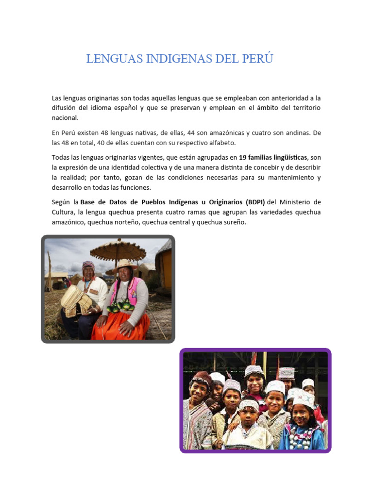 Lenguas Indigenas de Peru | PDF | Perú | Dialecto